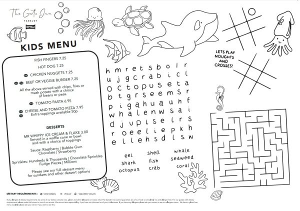 MENUS - The Gate Inn Tansley