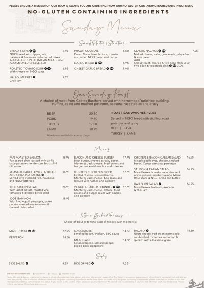 MENUS - The Gate Inn Tansley